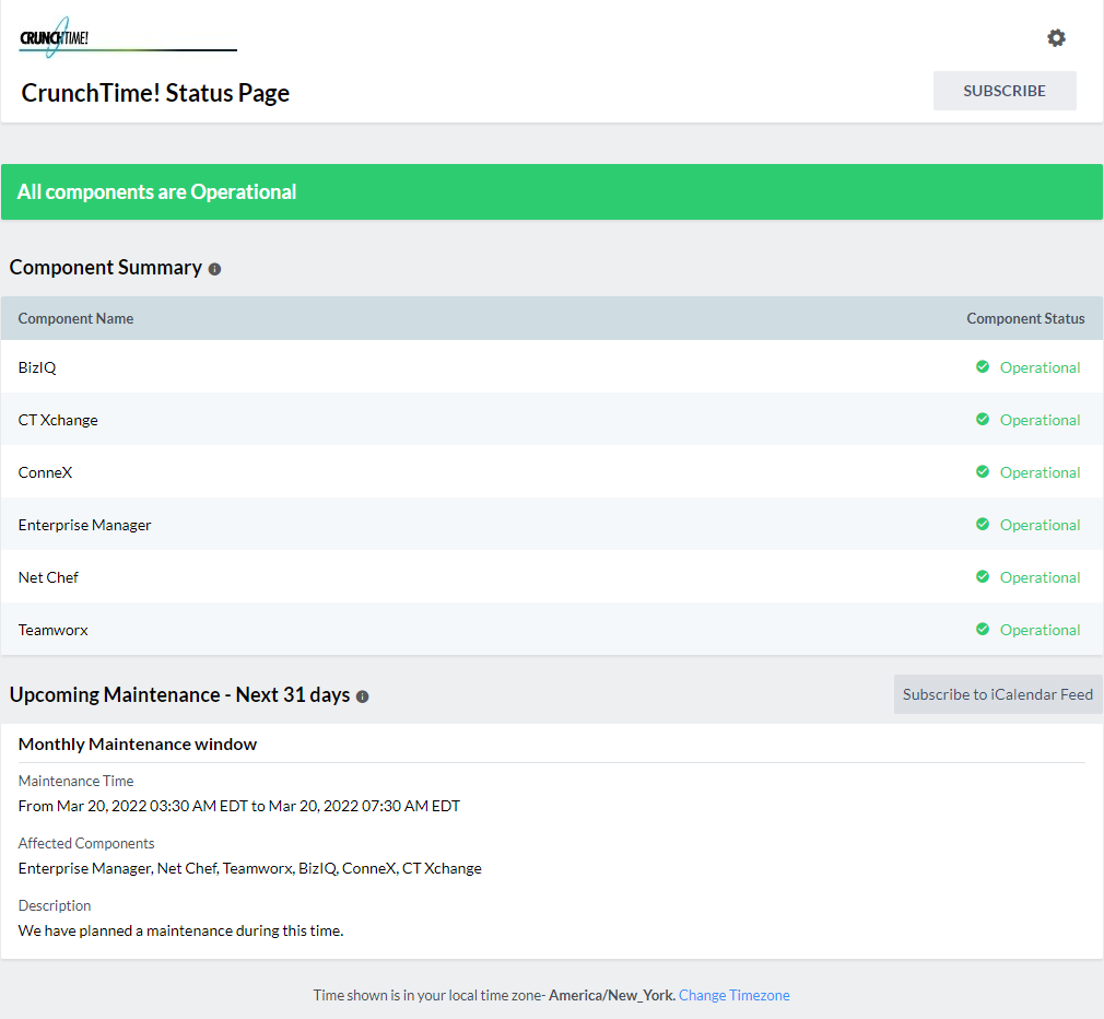 CrunchTime Application Status Page – Crunchtime Support Services