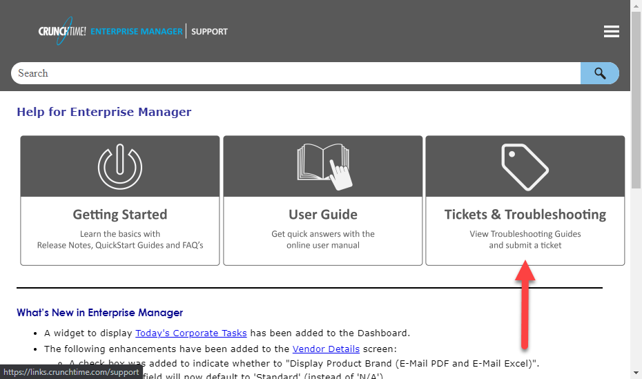 CrunchTime Application Status Page – Crunchtime Support Services